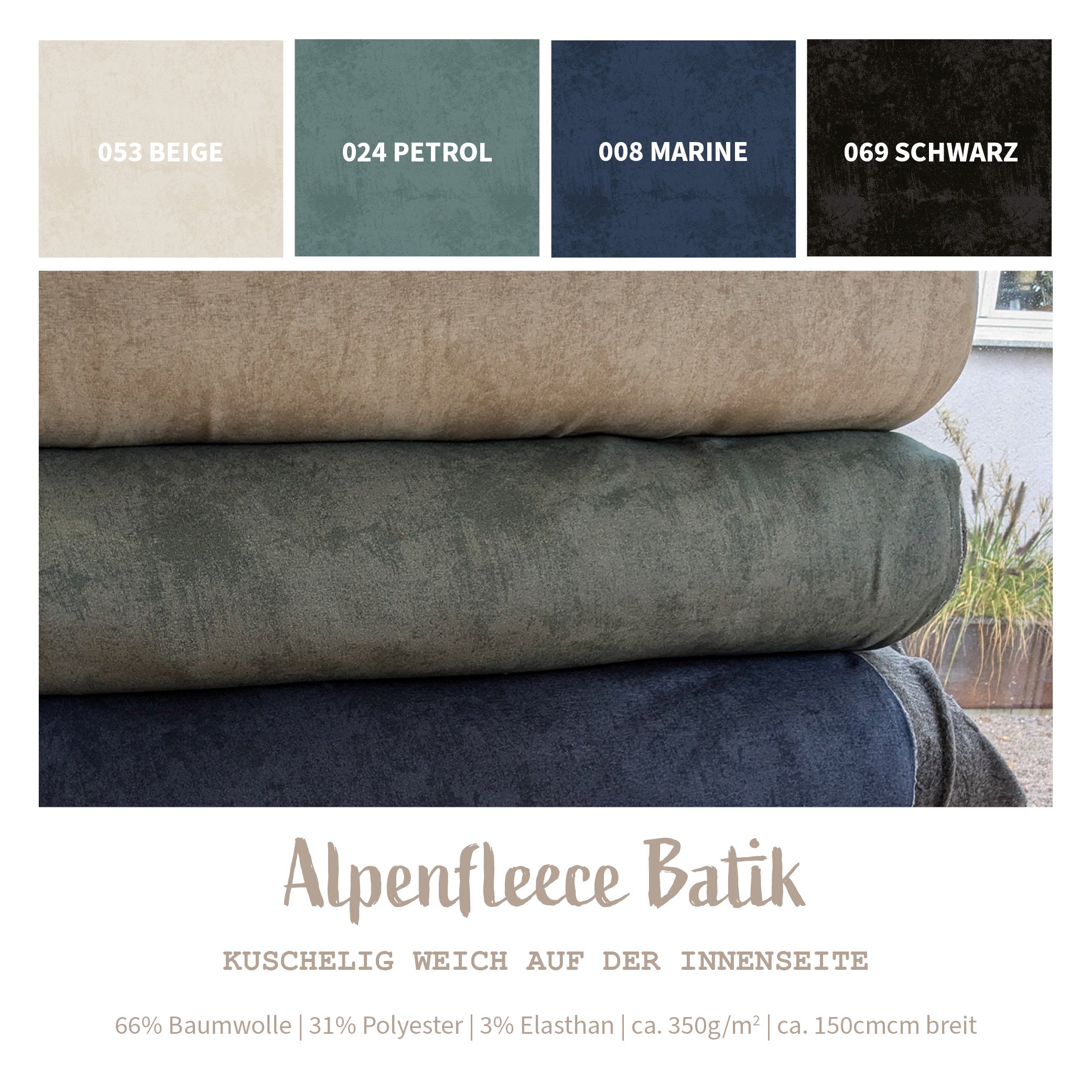 Alpenfleece Meterware Batik, Kuschelfleece, Wintersweat, Sweatstoffe ...